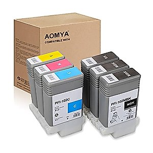 Aomya Compatible Canon PFI-102 pfi 102 Ink Cartridge for ImagePrograf iPF500 510 600 605 610 650 655 700 710 720 750 755 760 765 130ML Ink Cartridge(2MBK, BK, C, M, Y) 6 Pack