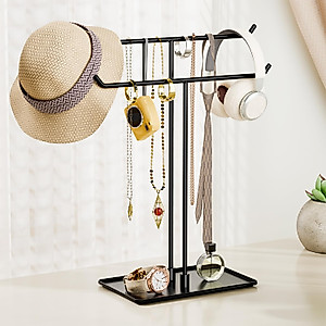 bussdis Necklace Stand Aesthetic Necklace Holder: Black Metal Necklace Organizer for Home Decor