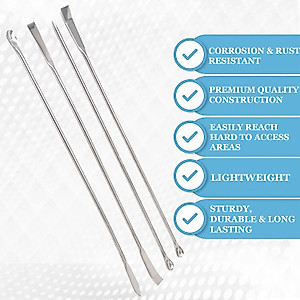 A2Z Scilab 4pc Stainless Steel Lab Spatula Micro Spoon Set, Double Ended Lab Mixing Reagent Spatulas - Long Sampling Spoon Scoop Tool Set Kit Laboratory Supplies for Experiments and Lab Use