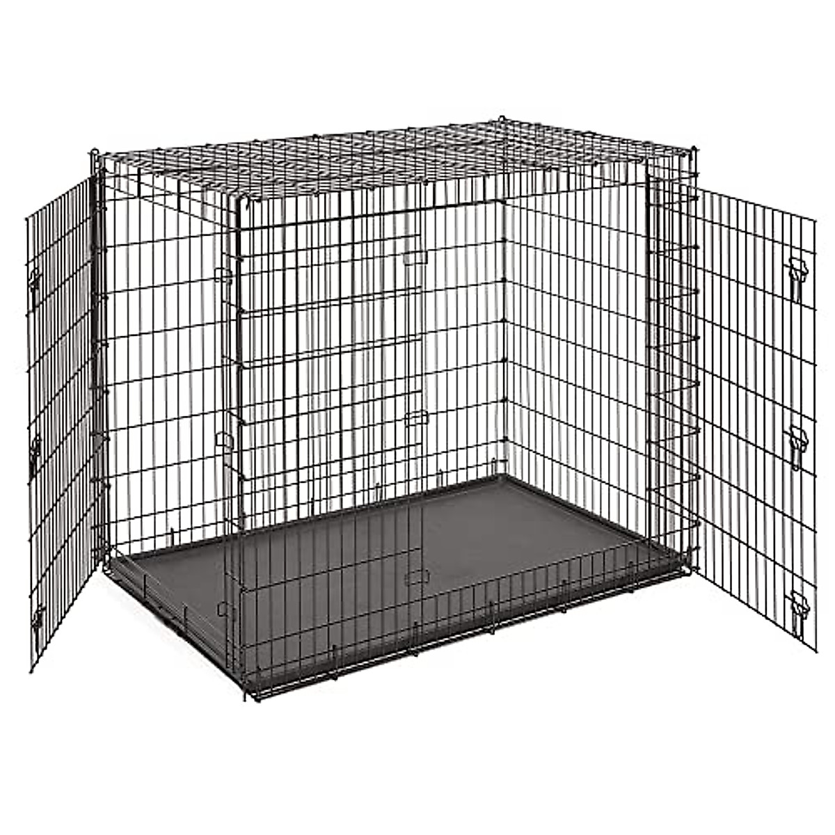 Midwest Homes for Pets SL54DD Ginormus Double Door Dog Crate for XXL for the Largest Dogs Breeds, Great Dane, Mastiff, St. Bernard, Black