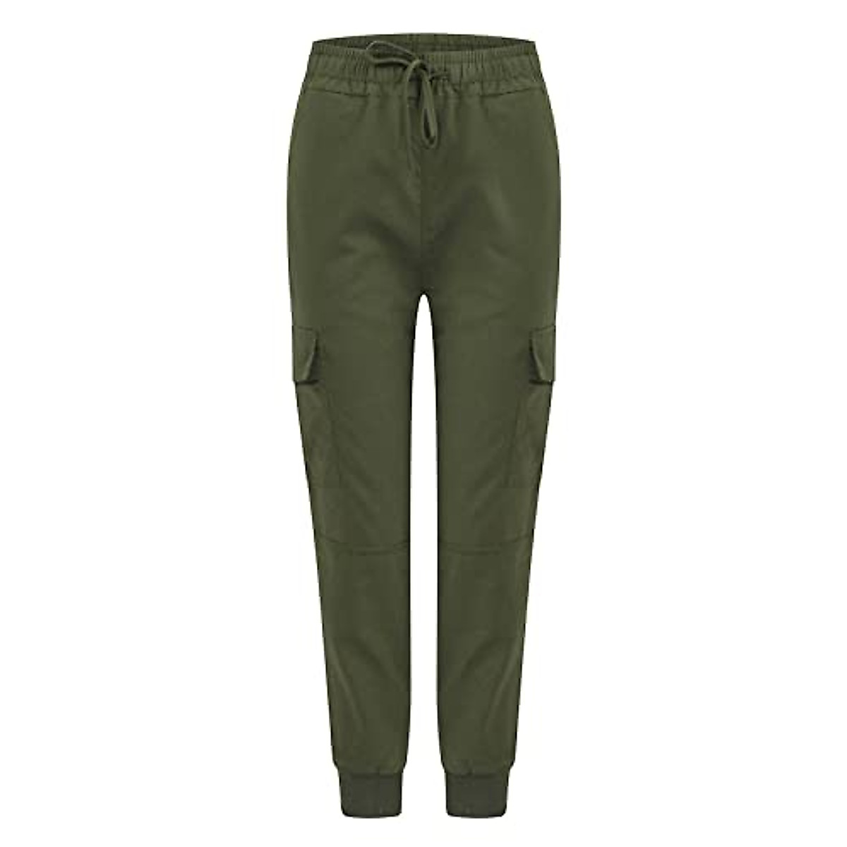 NEBZCIV Women's Cargo Pants Casual Outdoor Pant Cotton Hiking Trousers Drawstring Fishing Straight Summer Autumn Pants Army Green