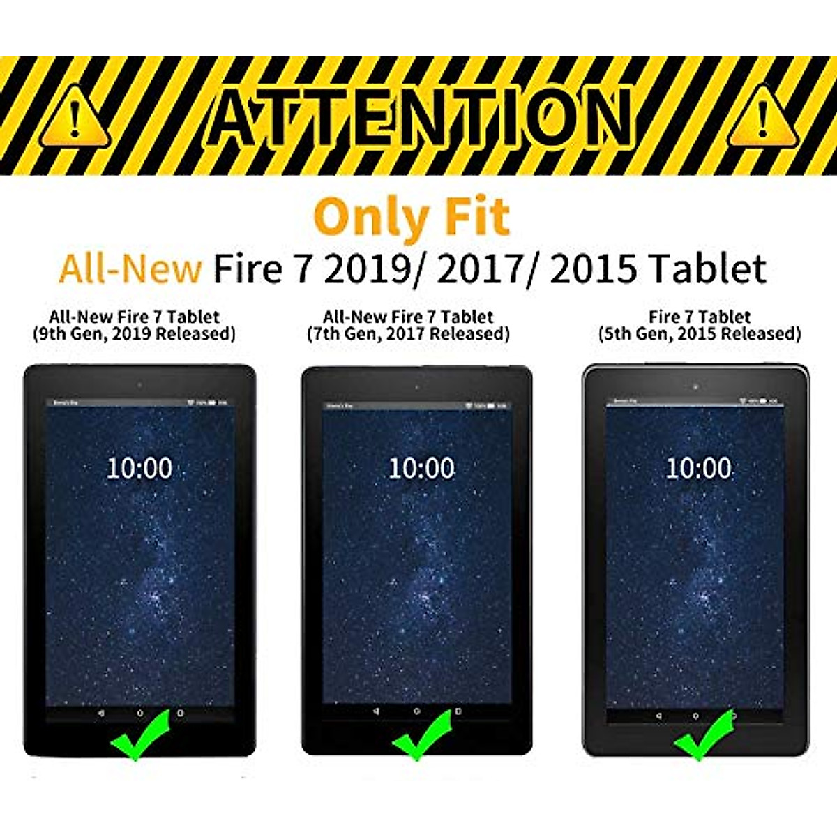 Case Fits Kindle Fire 7 Tablet (9th /7th /5th Gen, 2019 2017 2015),Premium PU Leather Multiple Viewing Angles Folding Stand Shell Cover with Auto Wake/Sleep