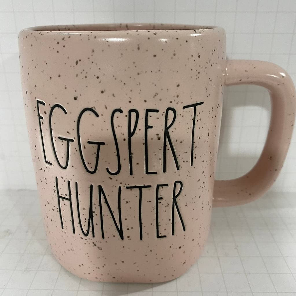 Rae Dunn EGGSPERT HUNTER Speckled Mug NEW PINK Easter - 16 oz - Dishwasher and Microwave safe
