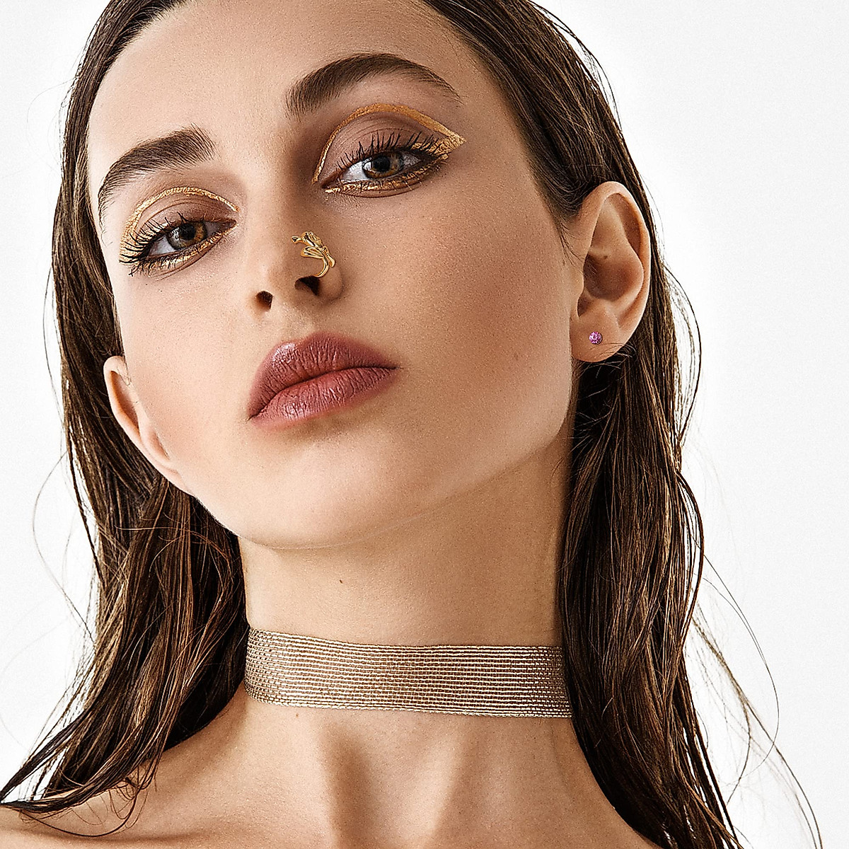 JOERICA Fake Nose Ring Magnetic Nose Ring Nose Stud Fake Nose Piercing Magnet Faux Nose Ring Frog Gold Nose Cuffs for Non Pierced Nose