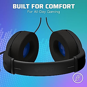 PDP AIRLITE Wired Stereo Gaming Headset, Officially Licensed by Sony PlayStation 5, PS5/PS4/PS3/PC, Lightweight Durable Headphones, 3.5mm audio jack, Noise-canceling Flip-to-Mute Mic, Black