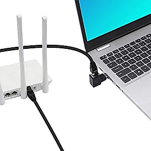 YACSEJAO Cat5e/Cat6 RJ45 Ethernet Adapter，2Pack 90 Degree Ethernet RJ45 / 8P8C Male to Female Right Angle Adapter Support Cat6 / Cat5e / Cat5 Standard LAN Cable（Down）