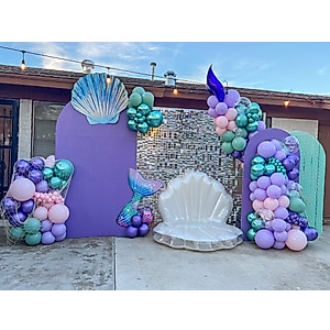 DEETUULET Mermaid Balloons, 50pcs 12 inch Purple Pink Teal Balloons Kit, Metallic Green Purple Latex Balloons for Birthday, Baby Shower,Mermaid Party Decorations