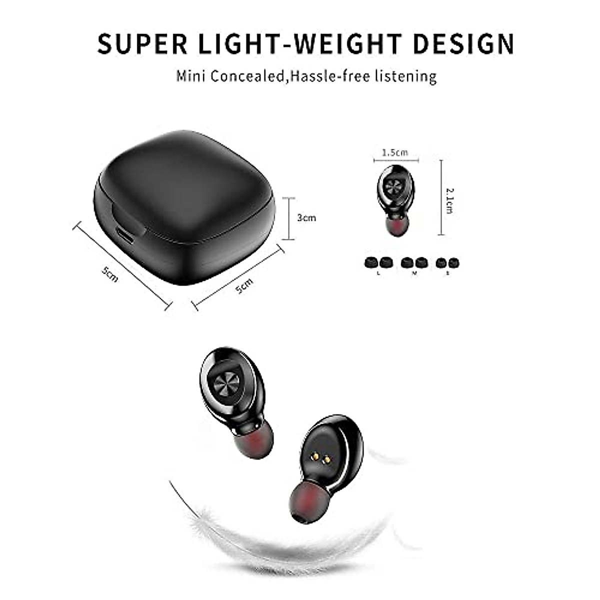 Bluetooth 5.0 Wireless Earbuds,Deep Bass Sound 15H Playtime IPX5 Waterproof Earphones Call Clear with Microphone in-Ear Stereo Headphones Comfortable for iPhone, Android 21