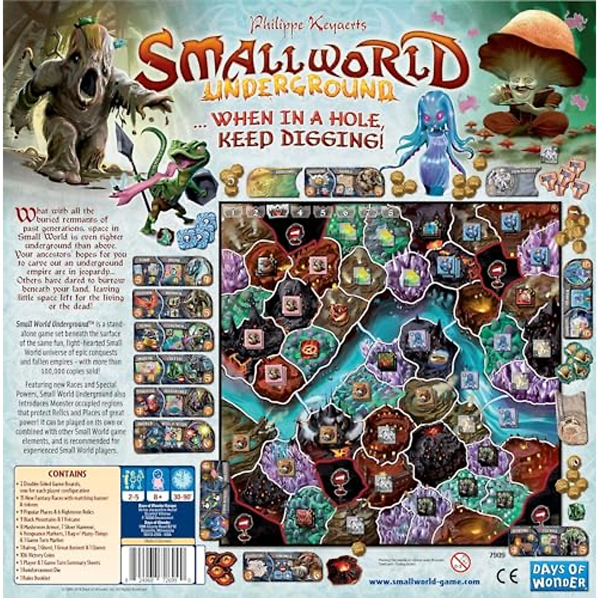 Small World: Underground Board Game - Unleash Fantasy Races in the Depths! Fantasy Strategy Game for Kids & Adults, Ages 8+, 2-5 Players, 30-90 Min Playtime, Made by Days of Wonder