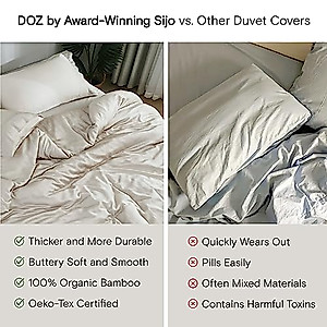 DOZ by SIJO 100% Organic Bamboo Duvet Cover Set, 1 Duvet Cover and 2 Pillowcases, Buttery Soft, Cooling for Hot Sleepers, Eco Friendly, Silky Breathable, Oeko-TEX, High GSM Durable (Snow, Full/Queen)
