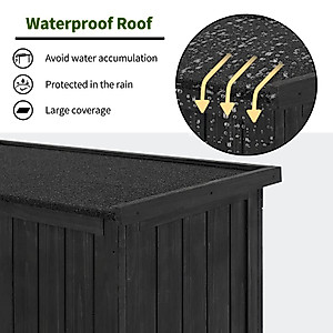 MCombo Outdoor Storage Cabinet, Garden Storage Shed, Outside Vertical Shed with Lockers, Outdoor 63 Inches Wood Tall Shed for Yard and Patio 0870 (Black)