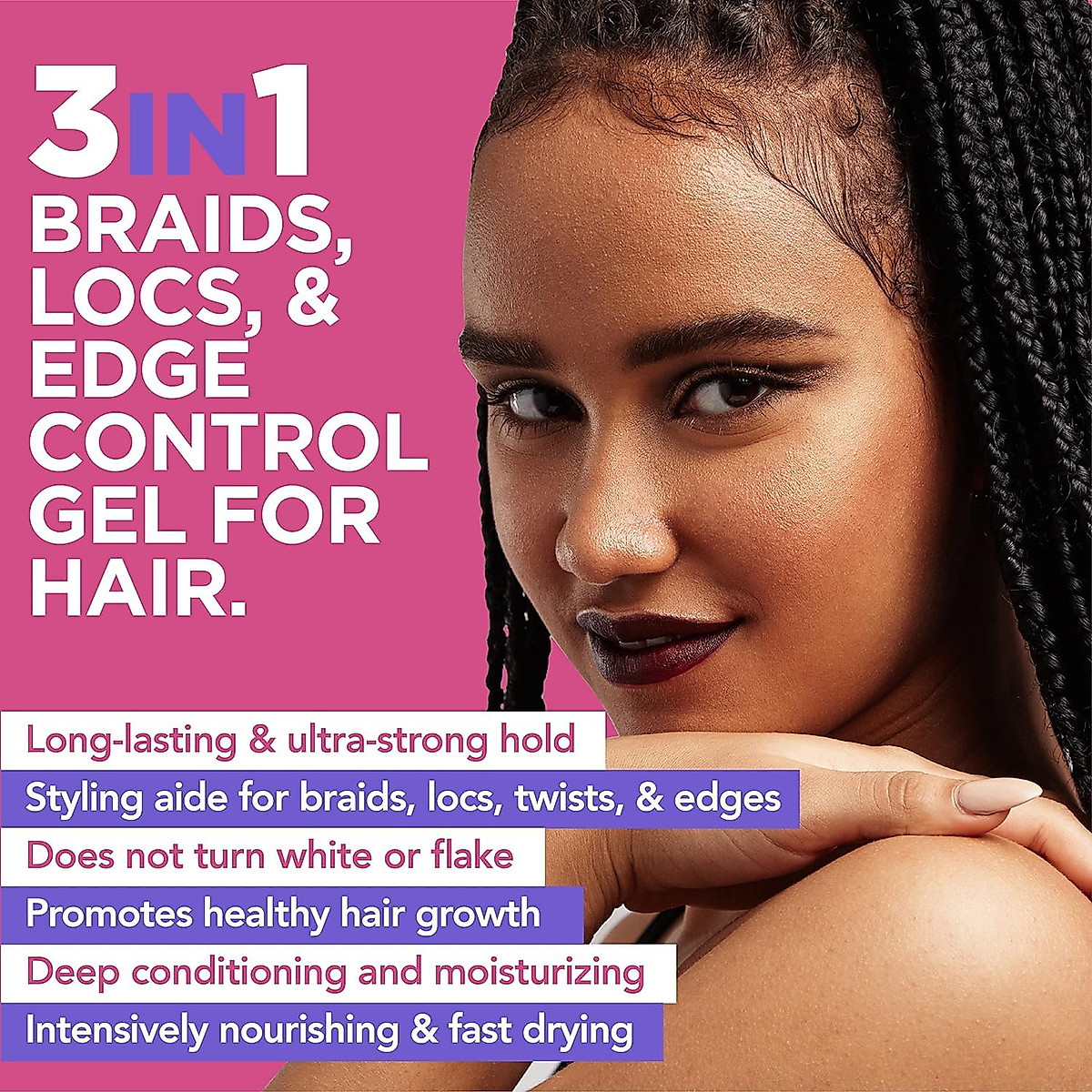 Esha Slick N Slay Braiding Gel - 3-in-1 Ultra Extreme Hold Gel for Locs, Twists & Edges - Hydrating & Conditioning Shining Formula - Fast Drying (APPLE, 5 oz.)