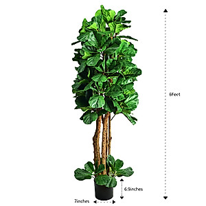 Fake Fiddle Leaf Fig Tree, Indoor Outdoor Artificial Trees Fake Plants for Hotels, Gardens, Offices and Home