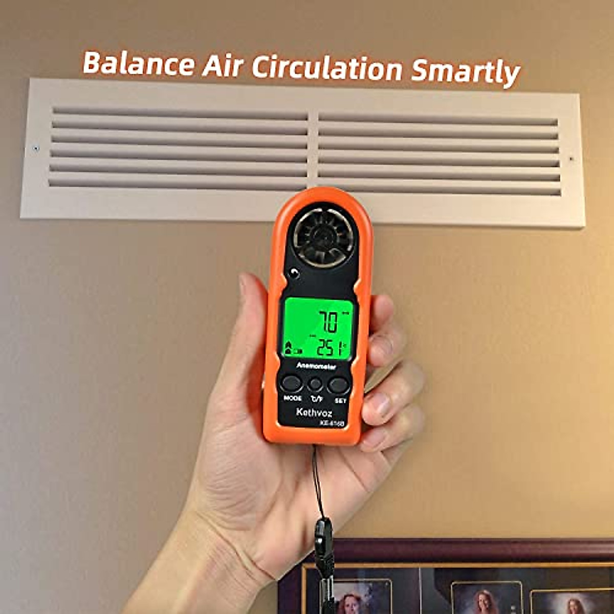 Mini Anemometer Digital Wind Speed Meter, Kethvoz Handheld Wind Tester Measure Windspeed Check Air Velocity Temperature for Hunting Windsurfing Sailing Shooting Drone Outdoor Activities 816B