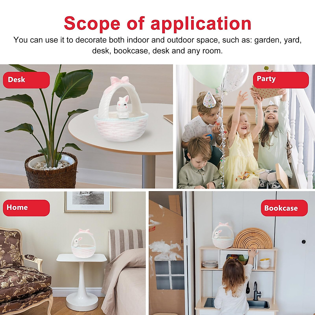 Cabilock Easter Egg Basket Ceramic Bunny Candy Bowl Fruit Basket Bunny Baskets Rabbit Bunny Figurines for Easter Egg Hunts Pink