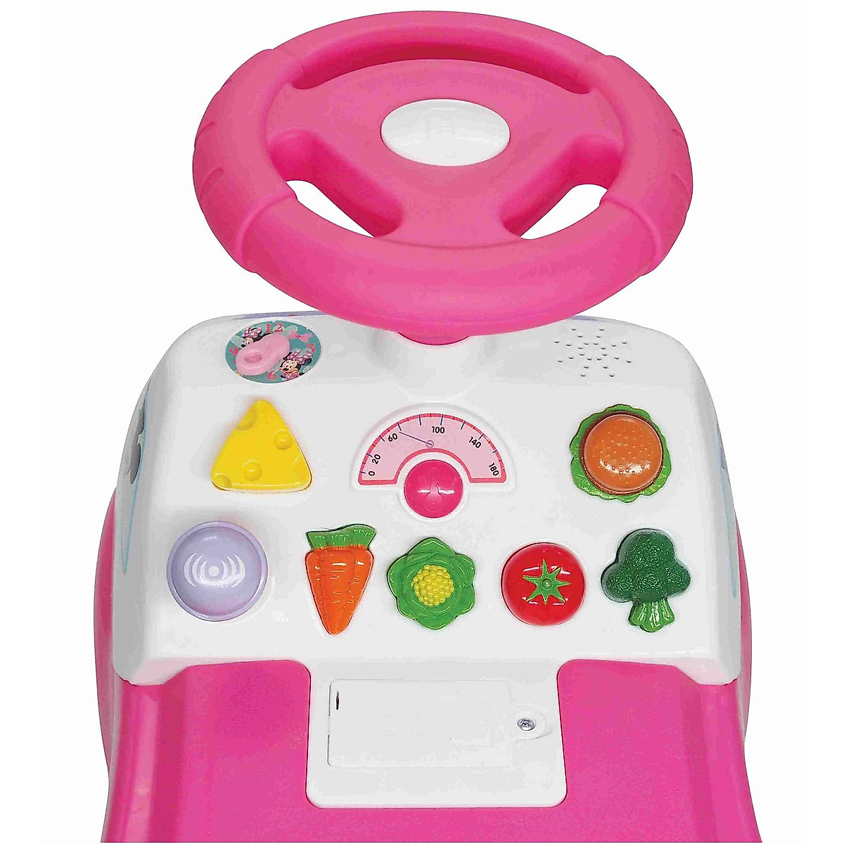 Kiddieland Disney: Minnie Mouse Happy Kitchen Activity Ride-On - Lights & Sounds, Foot to Floor, Kids Car, Push & Pull, Ages 12-36 Months, 23 x 11 x 17.5 inches, Pink