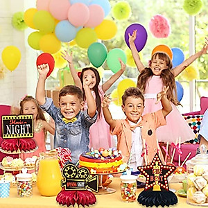 Movie Honeycomb Centerpiece, 8 Pieces Movie Night Birthday Party Decorations, Movie Themed Table Decorations, Movie Party Supplies, Movie Night Centerpieces for Tables, Film Camera Party Supplies