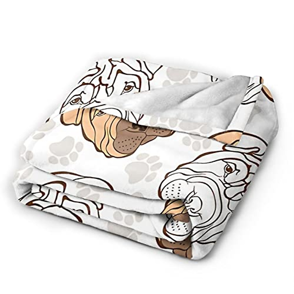 Brown White Shar Pei Throw Blanket All Year Round Light Weight Warm Super Soft Plush for Air-Conditioned Room Bedding Luxury Throw Blanket Blankets for Bedroom Living Rooms Sofa Couch