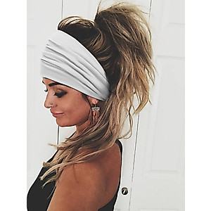 Headbands for Women 7'' Extra Wide Head Bands Non Slip Boho Women’s Hair Band Fashion Knotted Workout Yoga Turban Head Wraps African Hair Accessories