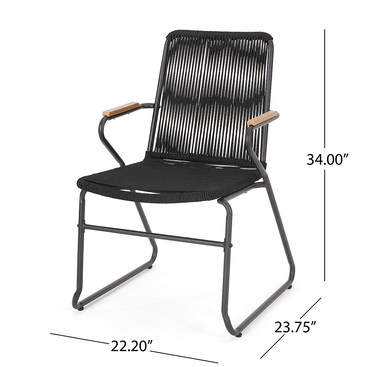 Christopher Knight Home Modern Rope Weave Club Chair (Set of 2), Black and Natural