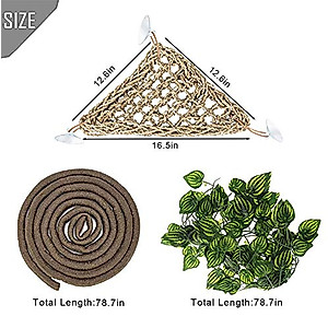 PINVNBY Bearded Dragon Tank Accessories,Lizard Habitat Hammock Reptile Natural Coconut Shell Cave Jungle Climber Bendable Vines Leaves Decor for Gecko Chameleon Snakes Lizards(5 Pcs)