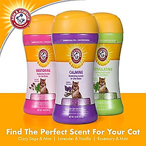 Arm & Hammer Deodorizing Cat Litter Crystals for Litter Boxes | Restoring Odor Neutralizing Cat Litter Odor Eliminator in Clary Sage & Mint Scent | Litter Box Odor Eliminator, 15 Oz