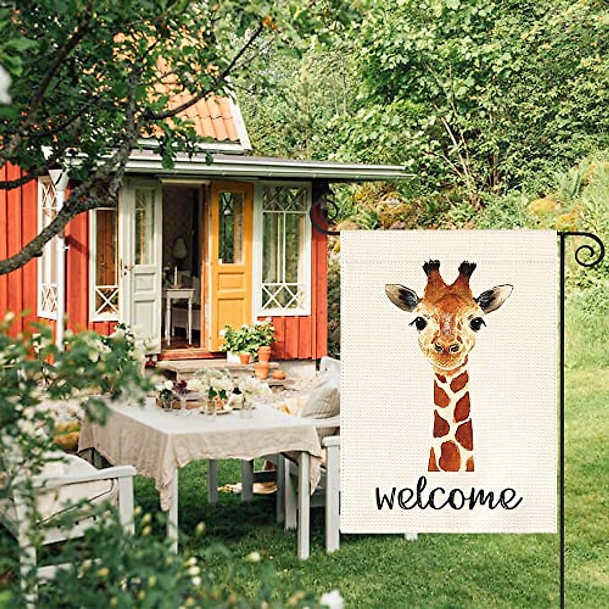AVOIN Giraffe Garden Flag Vertical Double Sided, Pet Welcome Quote Birthday Yard Outdoor Decoration 12.5 x 18 Inch