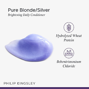 PHILIP KINGSLEY Pure Blonde/Silver Brightening Daily Purple Conditioner for Blonde Gray Brassy Colored Highlighted Bleached Hair Toner for Orange Brassiness and Yellow Tones, 6.76 oz