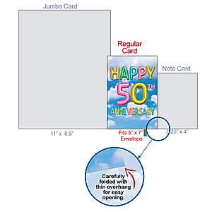 The Best Card Company - 80th Birthday Card w/Envelope (8.5 x 11 Inch) 80 Years Old, Big Stationery Bday Greeting from All of Us (Not Actual Balloons, 3D or Raised) - Inflated Messages J5651FMBG-US