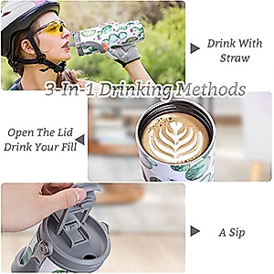 SOMANT 30oz Tumbler with Handle Lid and Straws Stainless Steel Insulated Reusable Double Wall Hot and Cold Beverages Travel Mug Home and Office Water Bottle Thermal Cup gift for kids