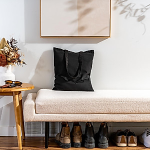 Carrywell (Not Made In China) Bulk Cotton Canvas Tote Bags, Lightweight Reusable Cloth Shopping Bag For Groceries, Promotions and Advertising, Blank Organic Cotton (1 Pack, Black)