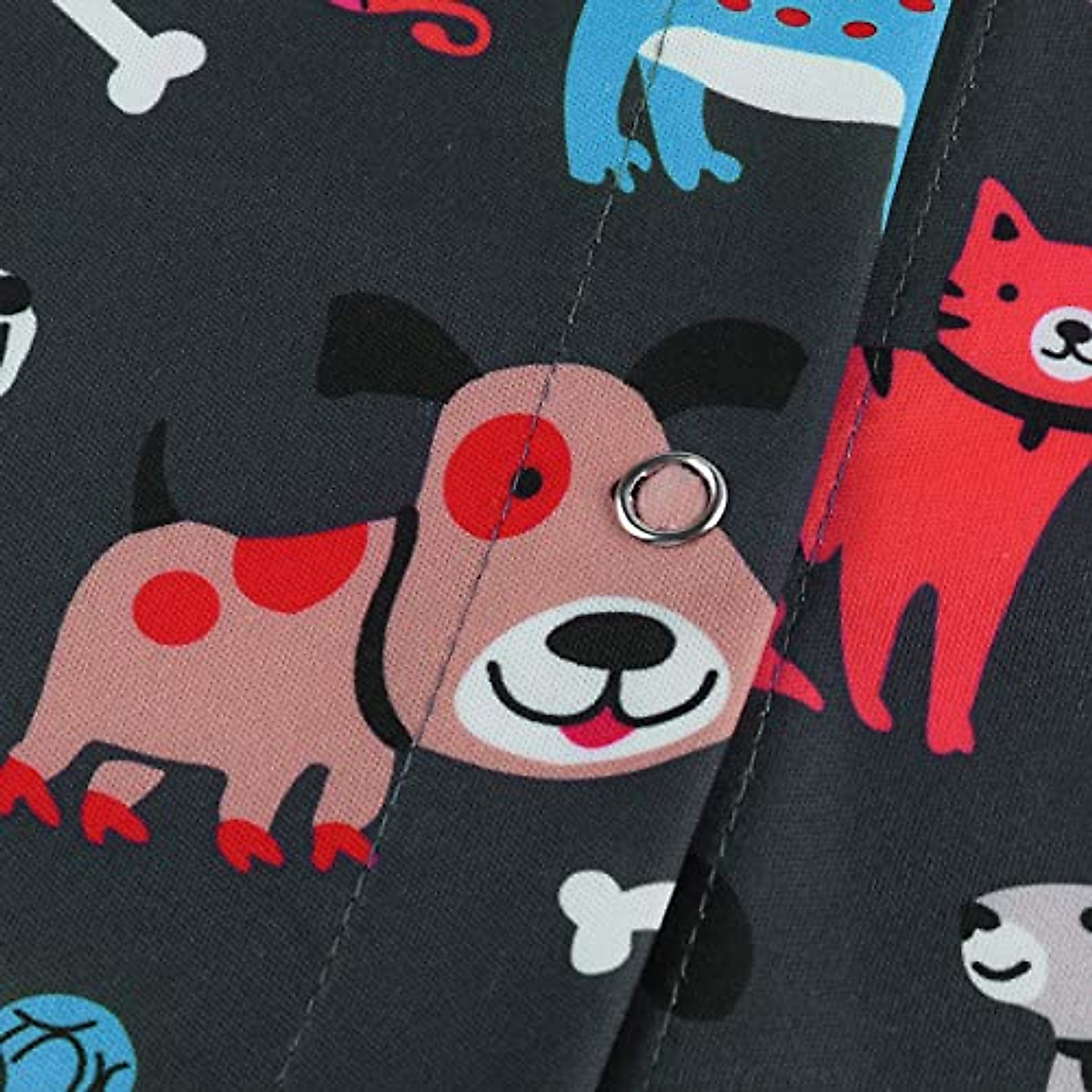 Women's Printed Scrubs Jacket Snap Front Cute Animals Pattern Long Sleeve Scrub Tops Working Uniforms