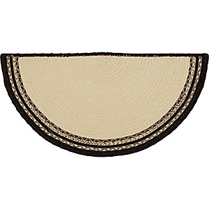 VHC Brands Sawyer Mill Small Jute Half Circle Area Rug Farmhouse Solid, Entryway Kitchen Doormat Non Skid Pad 16.5x33 (Pig)