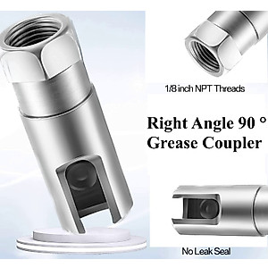 OKYOUK World's Smallest Grease Gun Coupler (Only 0.53 ") with Cleaning Tool, High Pressure Quick Release Grease Tips,Fit All 1/8" NPT Manual/Electric Grease Gun, for Greasing Locks onto Zerk Fittings