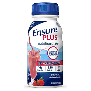 Ensure Plus Nutrition Drink, Strawberry, 8 Ounce,6 Count