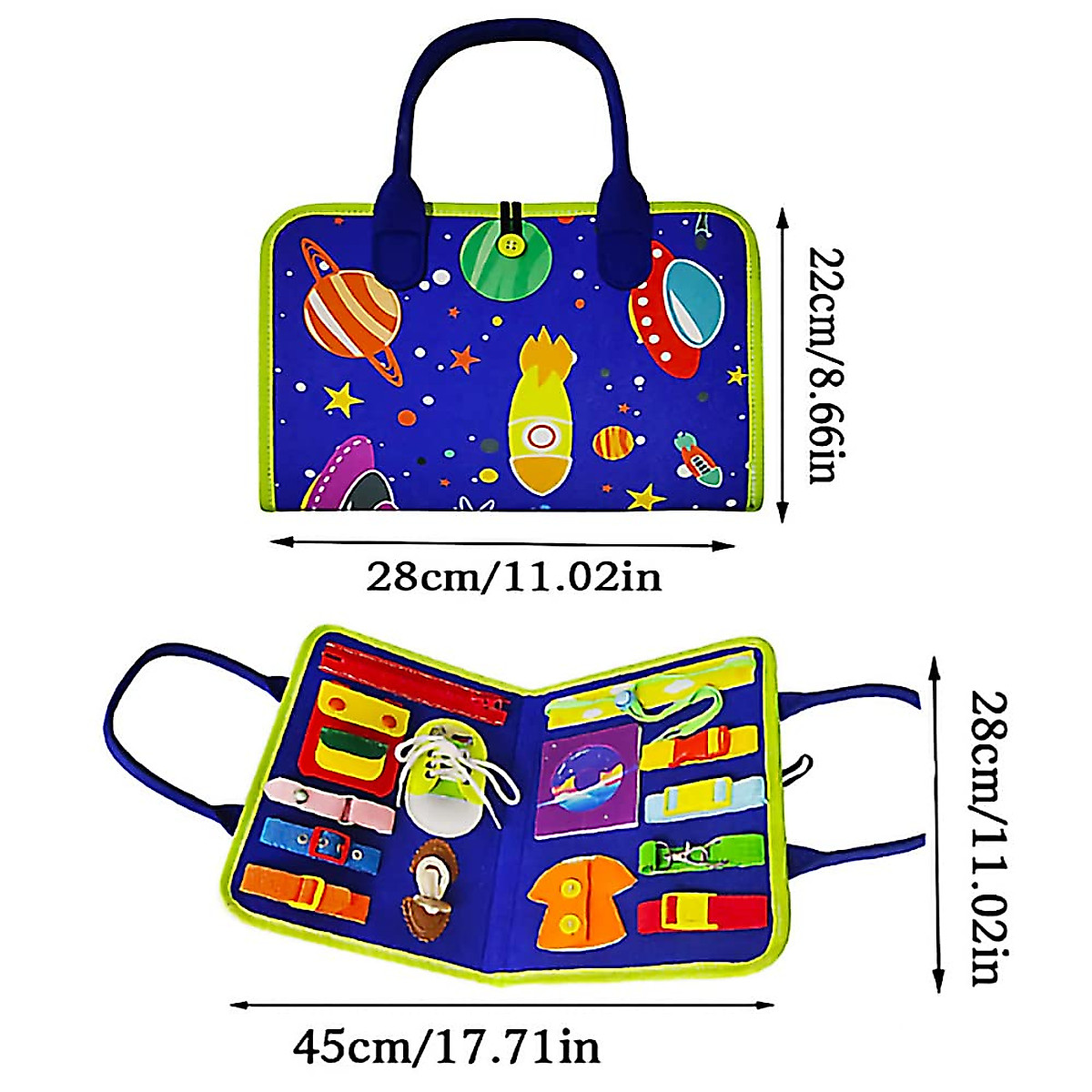 Busy Board for Toddlers, Busy Board Bag Learning Education Toys for Toddler 1-3, Preschool Autistic Toddler Travel Sensory Toys,Hands-on Learn to Dress Brain Up Toy for Boy Girl