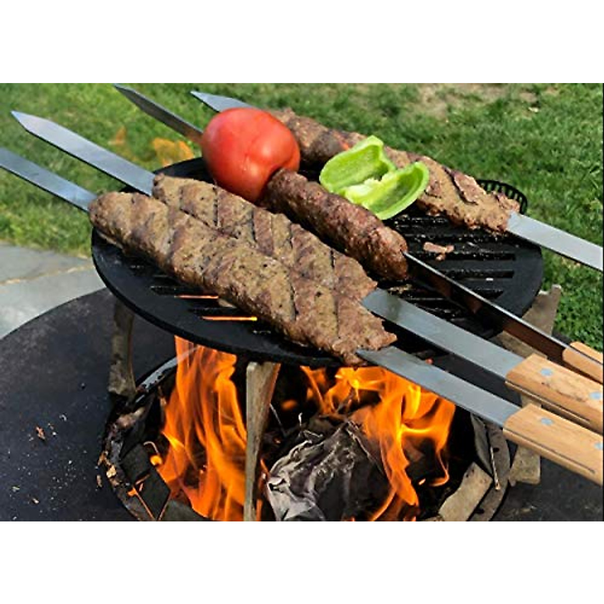 G & F Products 25619 2020 23 Inch Long 5/8 Inch Wide 2mm Thin Stainless Steel BBQ Skewer 8 Piece, Silver