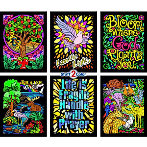 Stuff2Color Christian Coloring 6 Pack of Fuzzy Posters - Prayer Edition - Religious and Motivational Arts and Crafts Project for All Ages