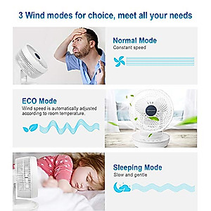 MYCARBON Quiet Air Circulator Fan DC Motor Desk Fan Auto Oscillating Fan With Remote 8 Speeds, 3 Modes, 8H Timer Cooling Table Fan for Bedroom, Offices, Whole Room