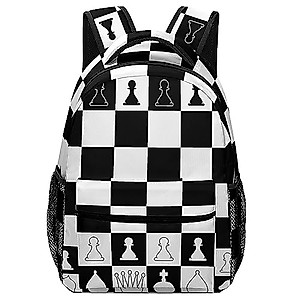MEIKKO Chess Board Backpack Casual Daypack with Chest Strap,Lightweight Computer Bags for Men Women Hiking Travel Work and Business 16 Inch