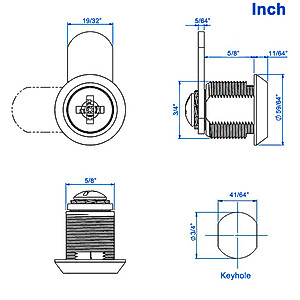 WOOCH Cabinet Cam Lock, 5/8 Inch Keyed Alike Cam Locks Secure File Drawer Door Mailbox Tool Box Dresser RV Cylinder Replacement Lock Hardware, Fits on 1/2" Max Panel Thickness (2 Pack) Chrome Finish