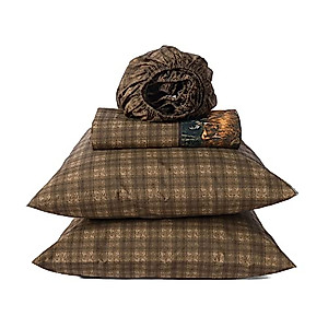 Blue Ridge Home Fashions Whitetail Birch Full Sheet Set, Printed 4-Piece Bed Sheet,Polycotton Fabric,1 Flat Sheet,1 Fitted Sheet & 2 Standard Pillowcases (Full) Brown