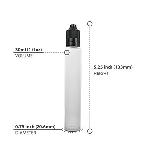 30ml PE Unicorn Pen Plastic Bottle with Child Resistant Tamper Evident Cap (5 Pack) Multicolor, Black Blue Green Red White