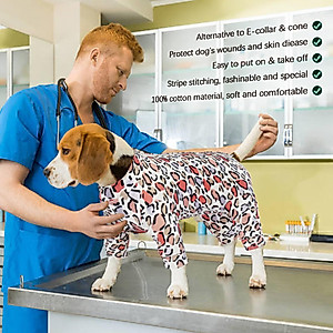 Kuoser Recovery Suit for Dogs Cats After Surgery, Long Sleeve Dog Surgery Recovery Suit, Dog Onesie for Abdominal Wounds Skin Disease, Anti-Licking Pet Surgical Snugly Suit