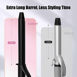 FARERY Long Barrel Curling Iron 1 Inch, Extra Long Curling Iron for Thin Hair, Ceramic Curling Iron Infused Argan Oil & Keratin, Long Lasting Styling, 11 Adjustable Temp, Include Clips & Silicone Pad
