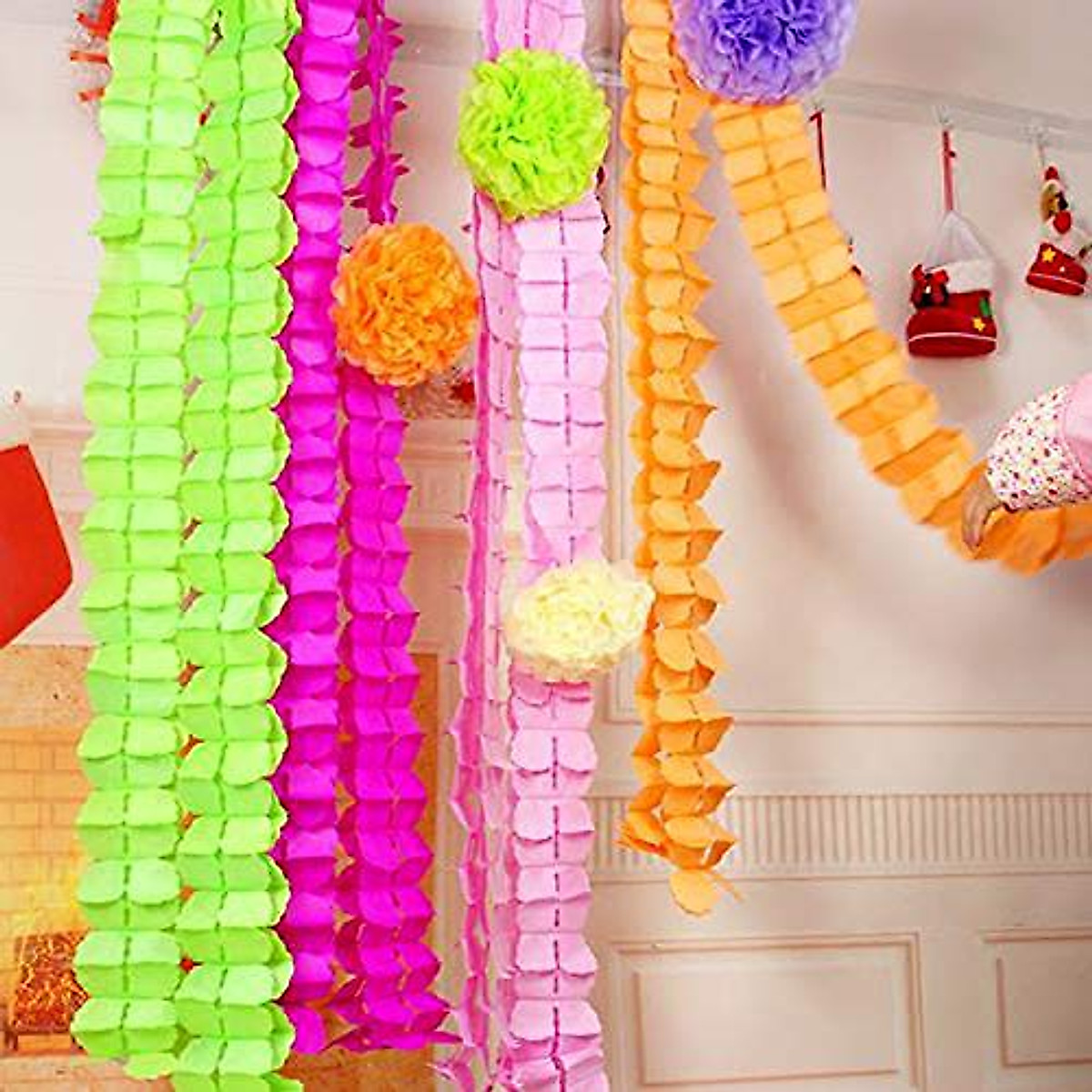 12 Pack Colorful Four Leaf Clover Paper Flowers Garland Decorations Reusable Party Streamers Hanging Garland Tissue Flower Hanging Oranment for Birthday Wedding Baby Shower Party Home Decor