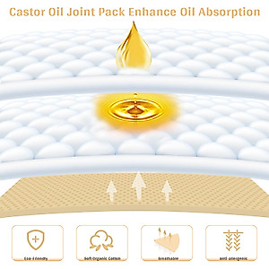 4 PCs Castor Oil Wrap- Reusable Castor Oil Packs Kit Adjustable Elastic Castor Oil Cloth Safe Organic German Cotton Plus Size for Belly, Waist, Back and Neck