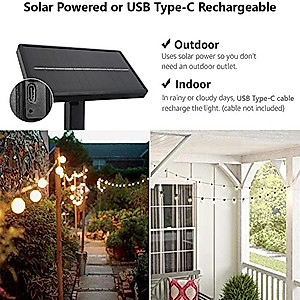 SUNTHIN Solar String Lights, 48ft Solar Patio Lights with 24 Shatterproof G40 LED Bulbs, Waterproof Solar Powered Outdoor Lights for Backyard, Garden, Deck, Porch, Pergola, Camping, Party