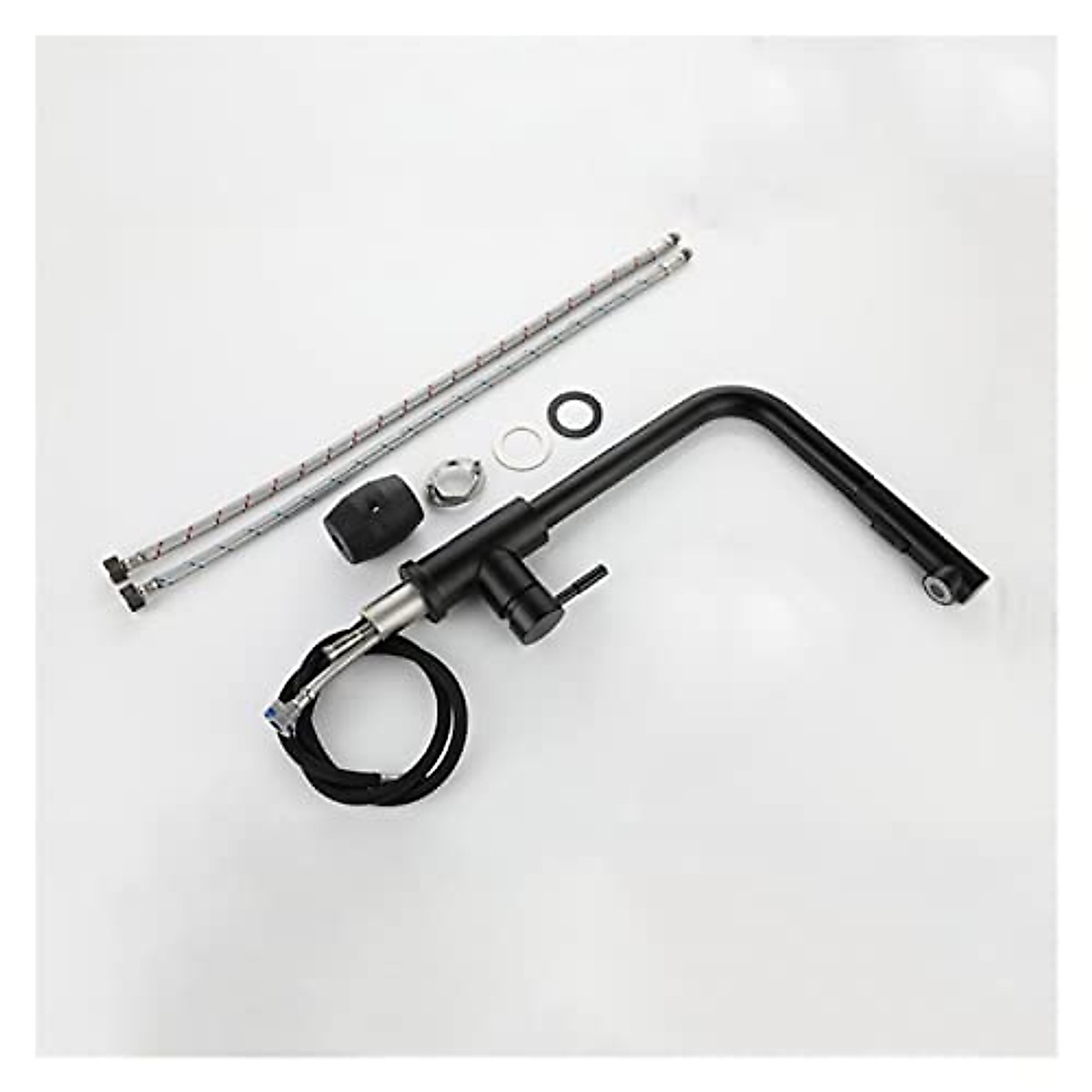 JEMITA Pull Out Kitchen Sink Faucet Silver Black Stainless Steel Single Handle Hot & Cold Mixer Tap Stream Sprayer Head Swivel Faucets (Color : Silver)