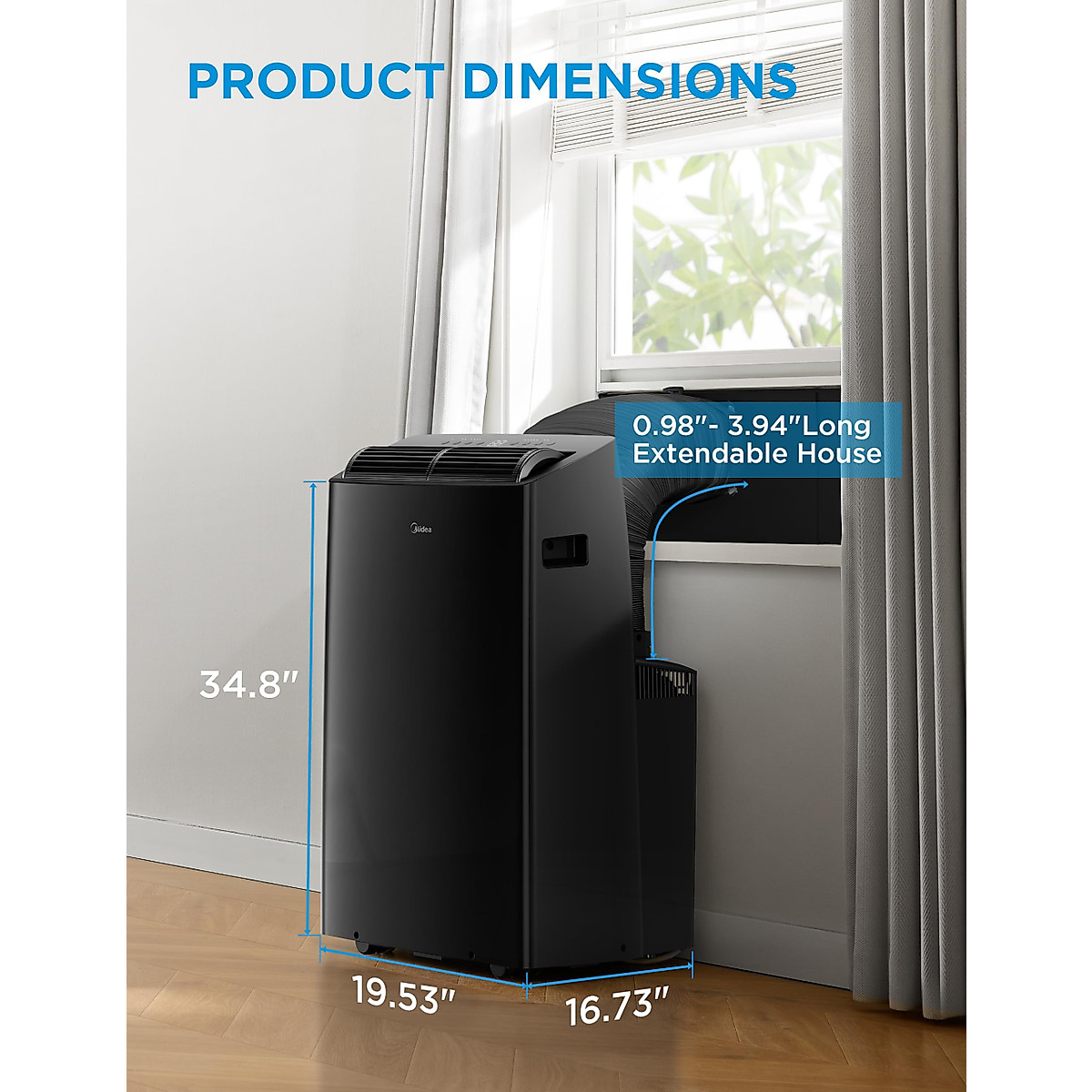 Midea Duo 14,000 BTU (12,000 BTU SACC) Smart HE Inverter Ultra Quiet Portable Air Conditioner with Heat-Cools Up to 550 Sq. Ft., Works with Alexa/Google Assistant, Includes Remote Control & Window Kit